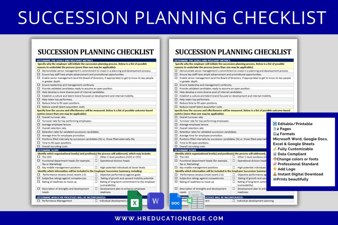Succession Planning Checklist: Workforce Talent Development Planning ...