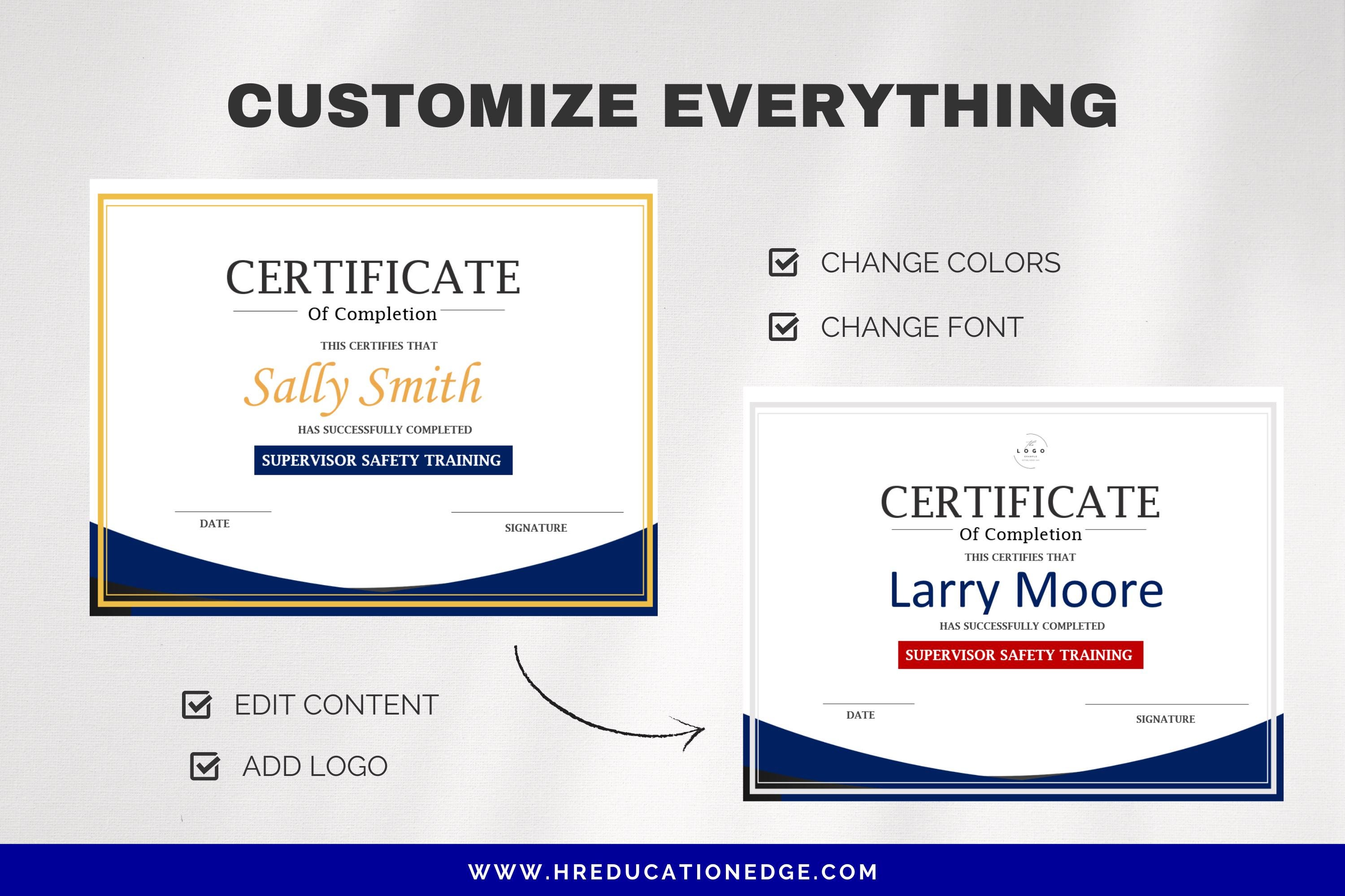 Editable Training Certificate Template: Employee HR Award (MS Word ...