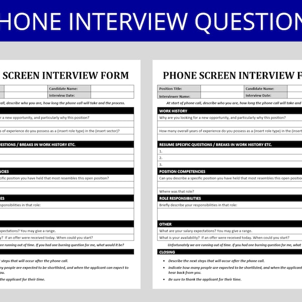Phone Interview Template - Etsy