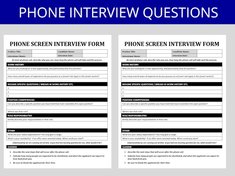 Plantilla de preguntas para entrevistas telefónicas / Preselección de entrevistas telefónicas ...