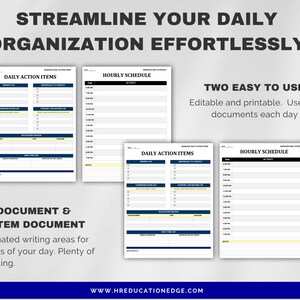 Manager's Daily Agenda & Action Planner: Editable HR Template (digital ...