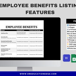 Employee Benefits List Template: HR Onboarding, Open Enrollment (word ...