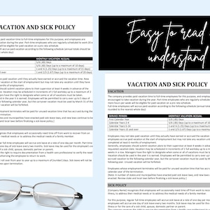 Vacation and Sick Policy Template | MS Editable Word | HR Policies - Etsy