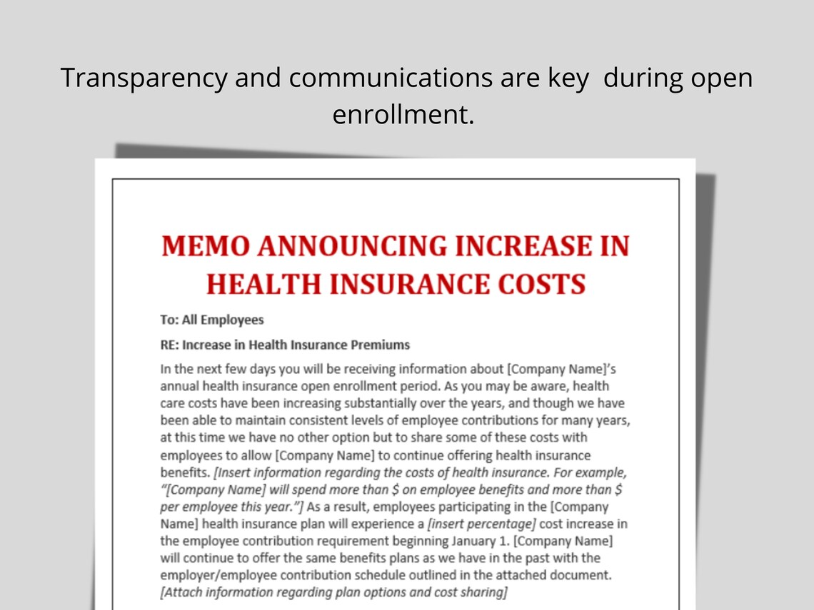 Memo: Announcing Health Insurance Cost Increase | HR Communication ...