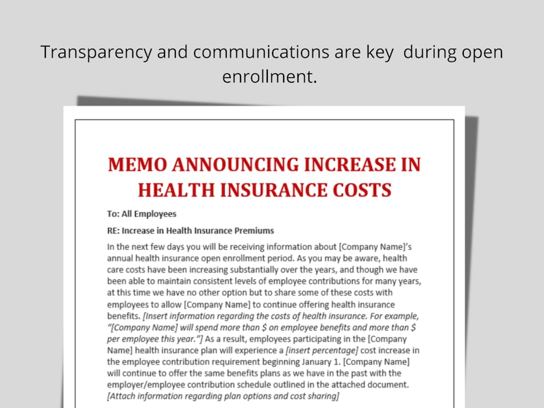 Memo: Announcing Health Insurance Cost Increase | HR Communication ...