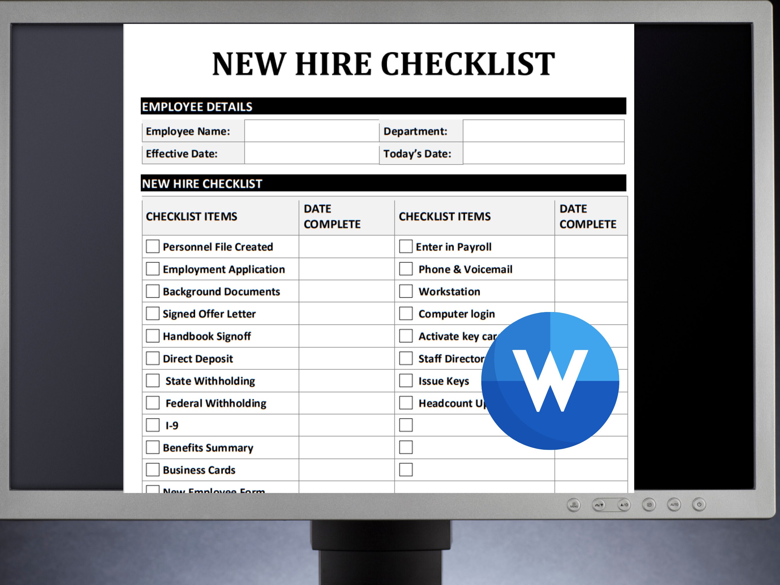 New Hire Checklist Employee Onboarding Editable Word HR - Etsy Australia