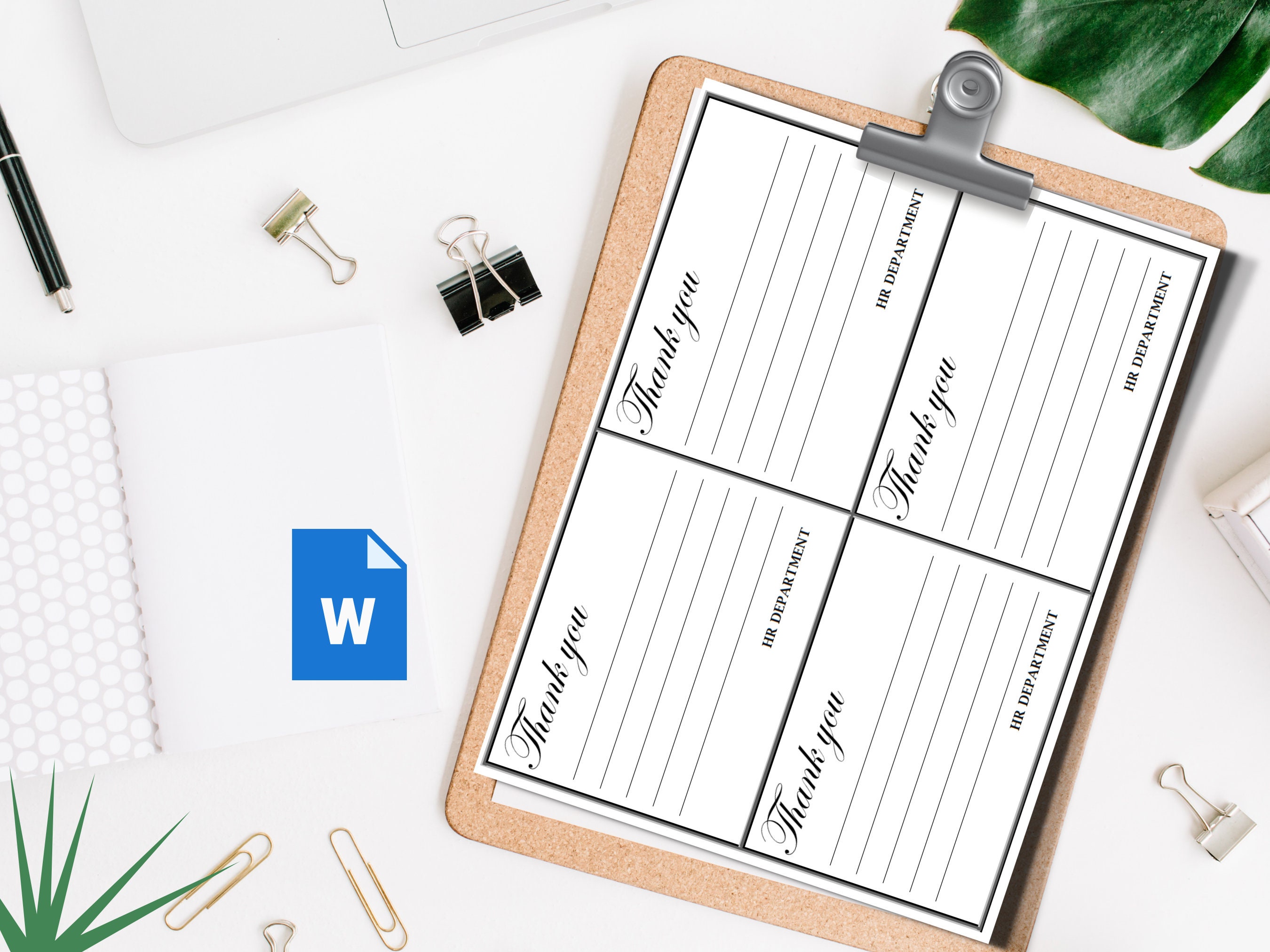 Thank You Note From HR Department: Editable Word HR Appreciation Form ...
