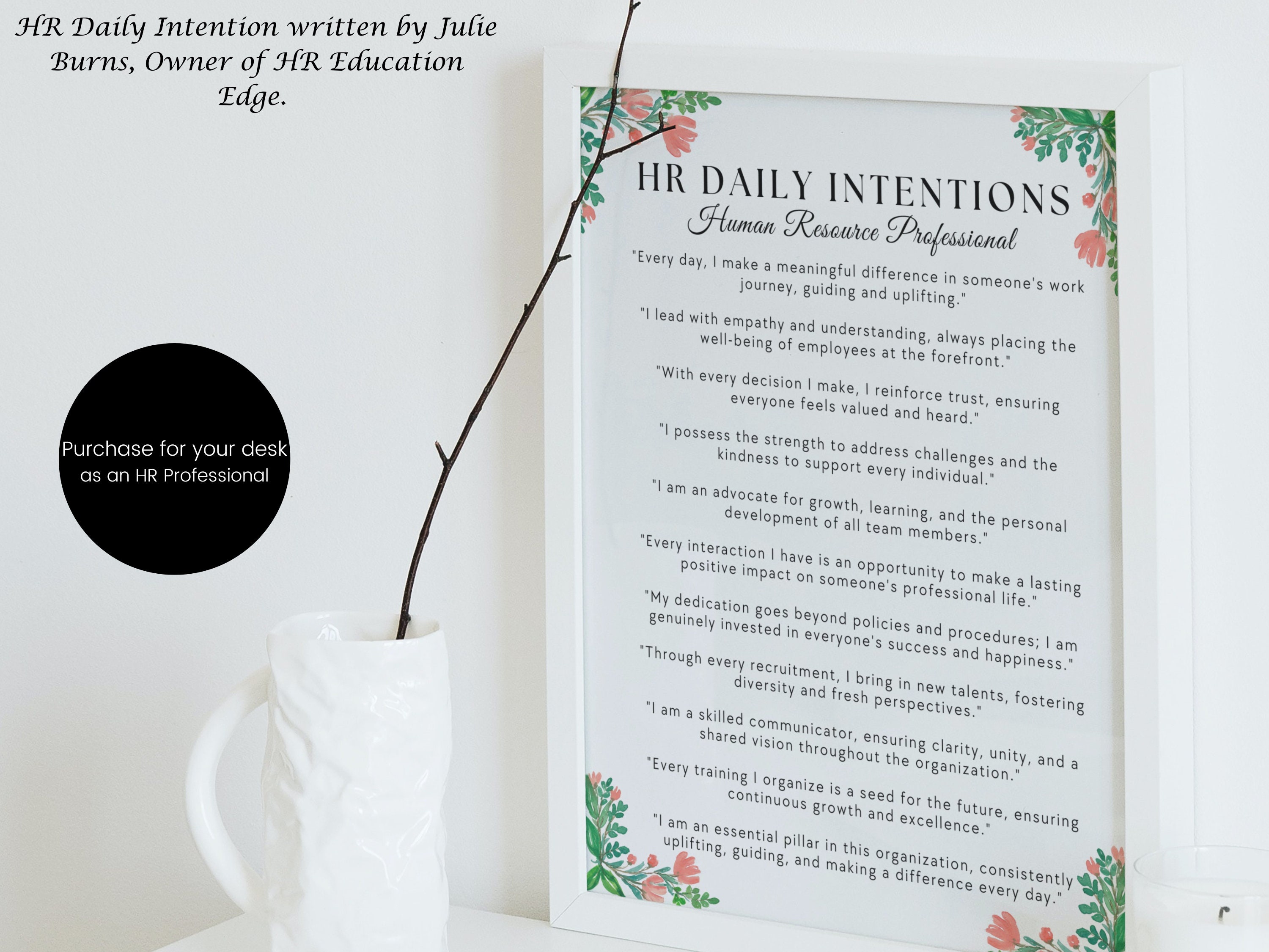 Frameable HR Inspirational Poem | Printable Office Decor | Perfect Gift ...