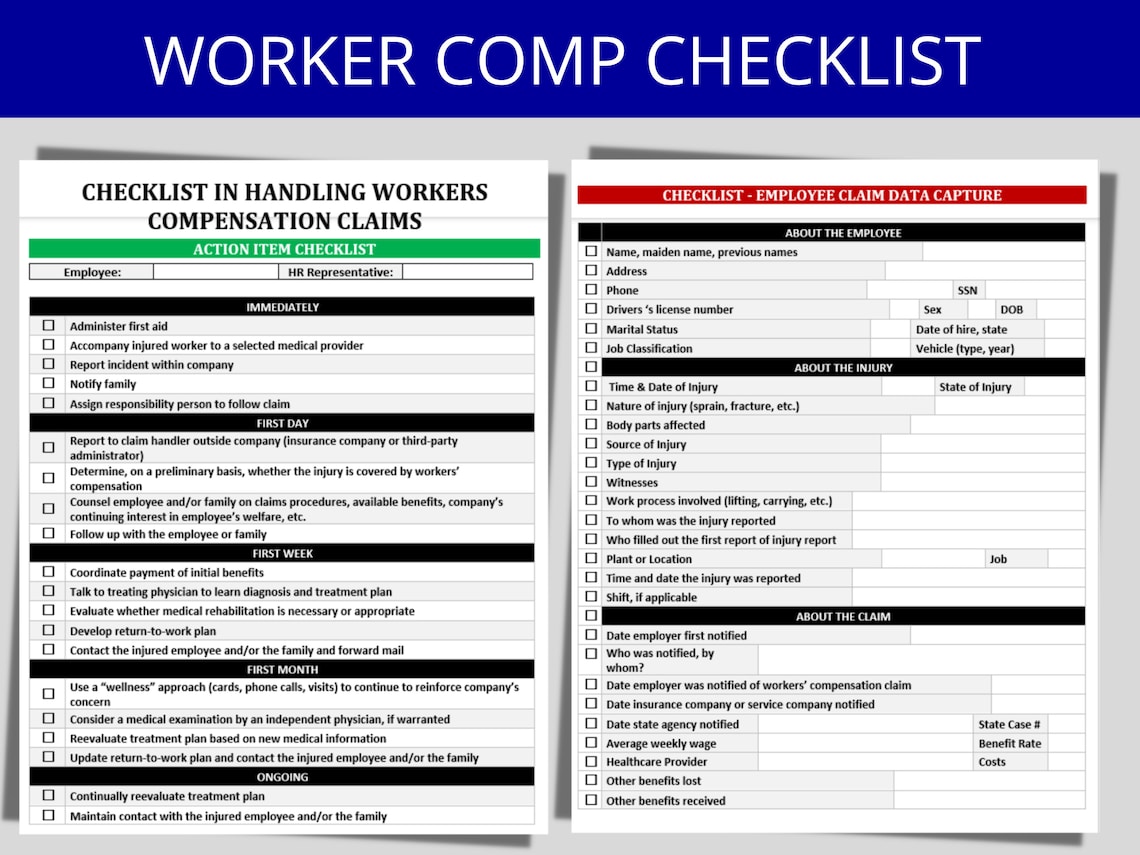 Comprehensive Workers' Comp Claims Checklist: Immediate to Ongoing ... Comprehensive Workers' Comp Claims Checklist: Immediate to Ongoing ...