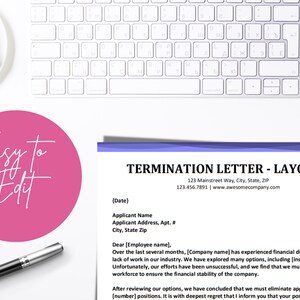 Layoff Termination Letter Template: Editable HR Form (digital Download ...