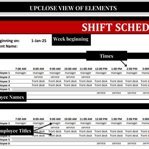 Employee Shift Schedule Template: Printable Excel Planner - Etsy
