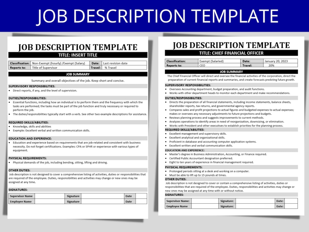 Job Description Template: Editable MS Word Employee Onboarding HR Forms ...