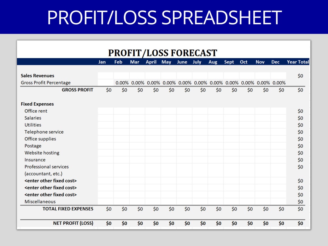 Profit and Loss Excel Template: Financial Projection & Budgeting ...