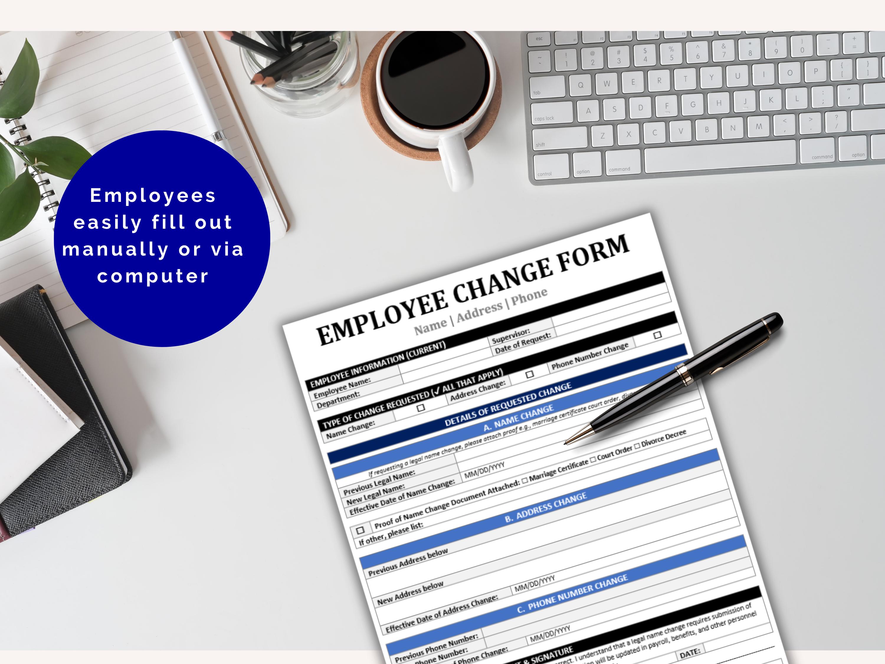 Employee Change Form: HR Template, Editable Word & Google Docs - Etsy