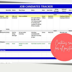 Job Candidate Tracker: Editable HR Recruiting Excel Template - Etsy