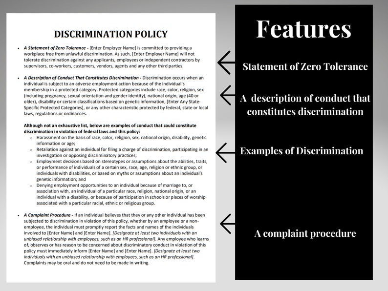 Discrimination Policy Template: Editable HR Forms (digital Download) - Etsy