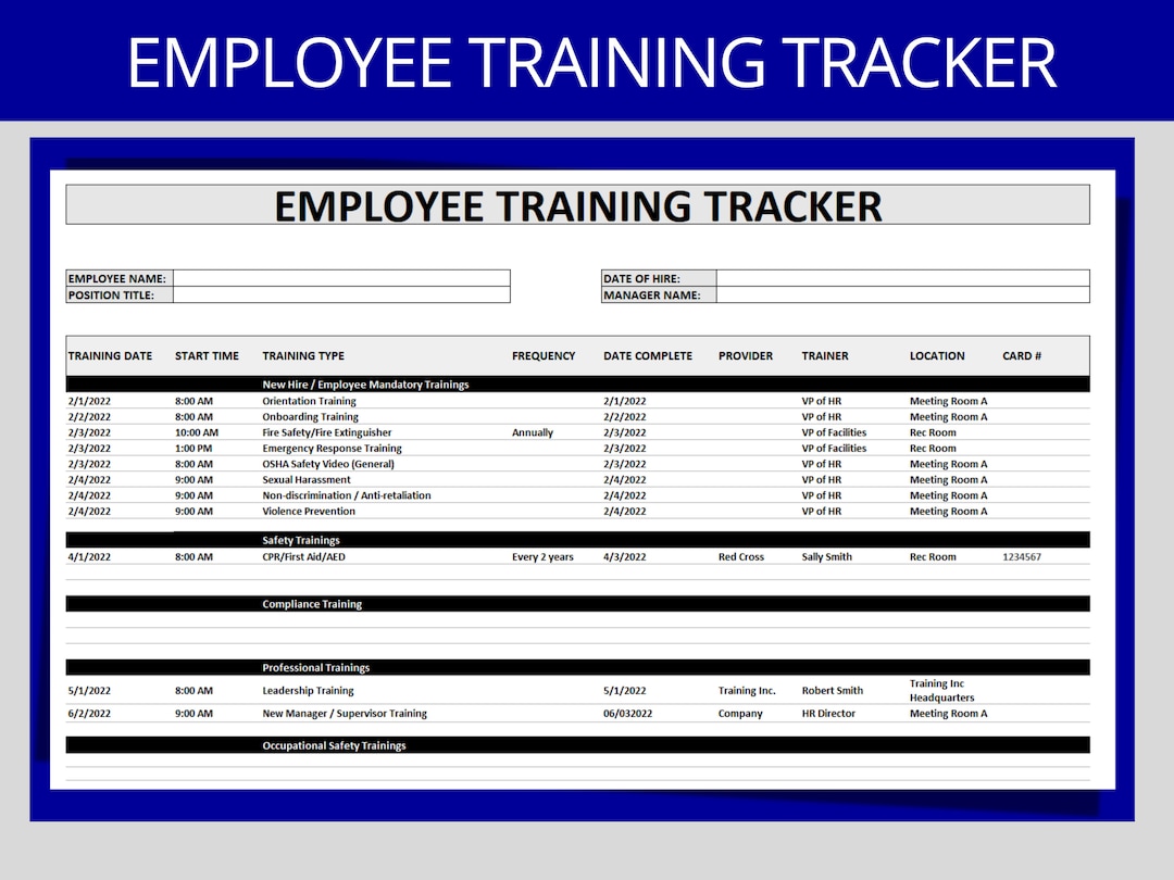 Employee Training Tracker Template Editable Excel Human - Etsy Employee Training Tracker Template Editable Excel Human - Etsy
