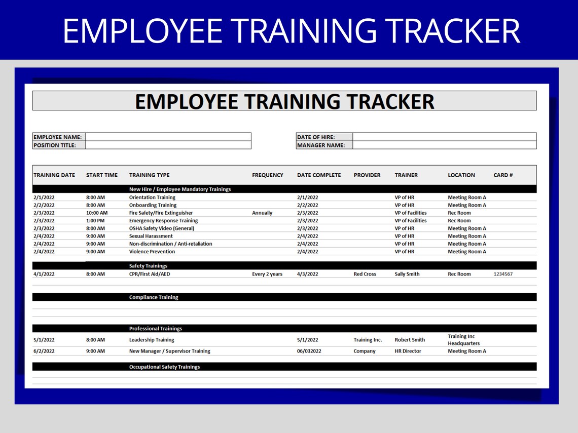 Streamlined Employee Training Tracker Template for New Hires & Current ...