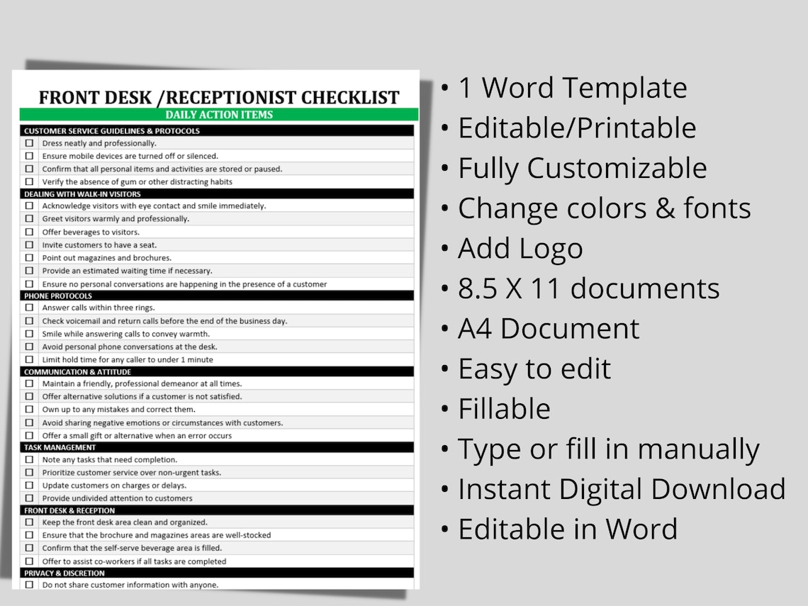 Front Desk Excellence: A Comprehensive Checklist For Receptionists