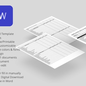 Employee Skills List: Editable Word Document, HR Template, Human ...