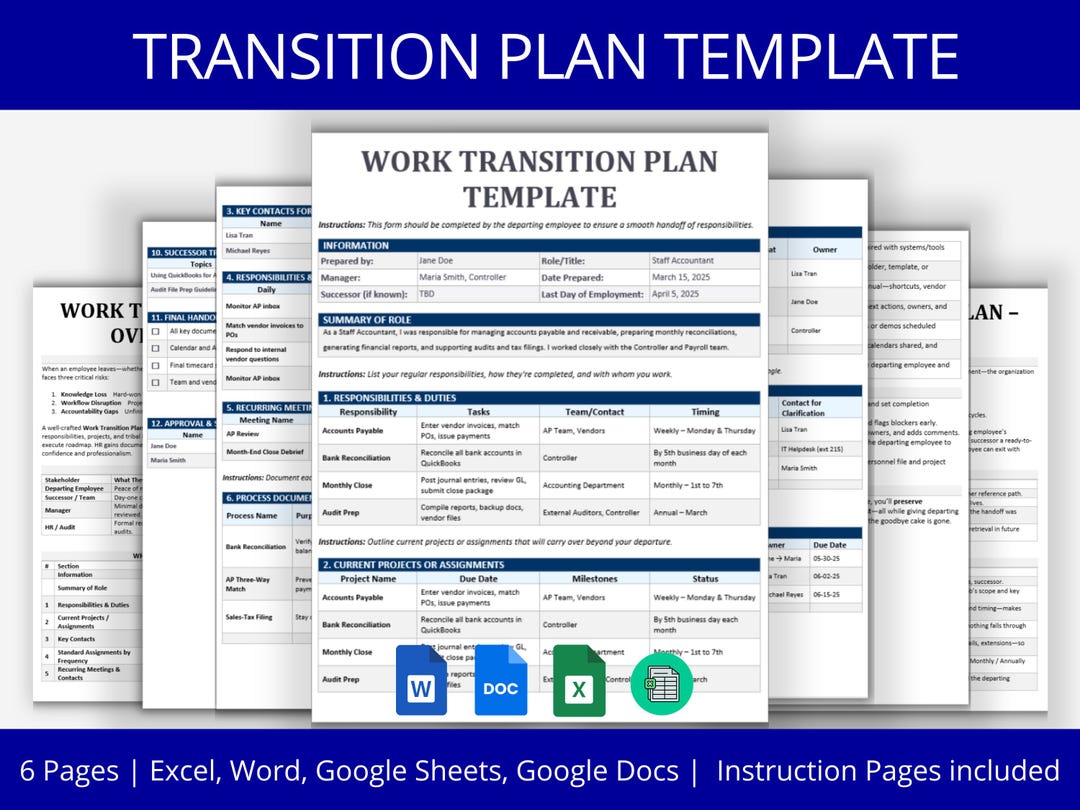 Employee Transition Plan Template: HR Offboarding Forms (word, Excel ...