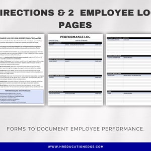 Manager Performance Log: Employee Review HR Template (digital Download ...