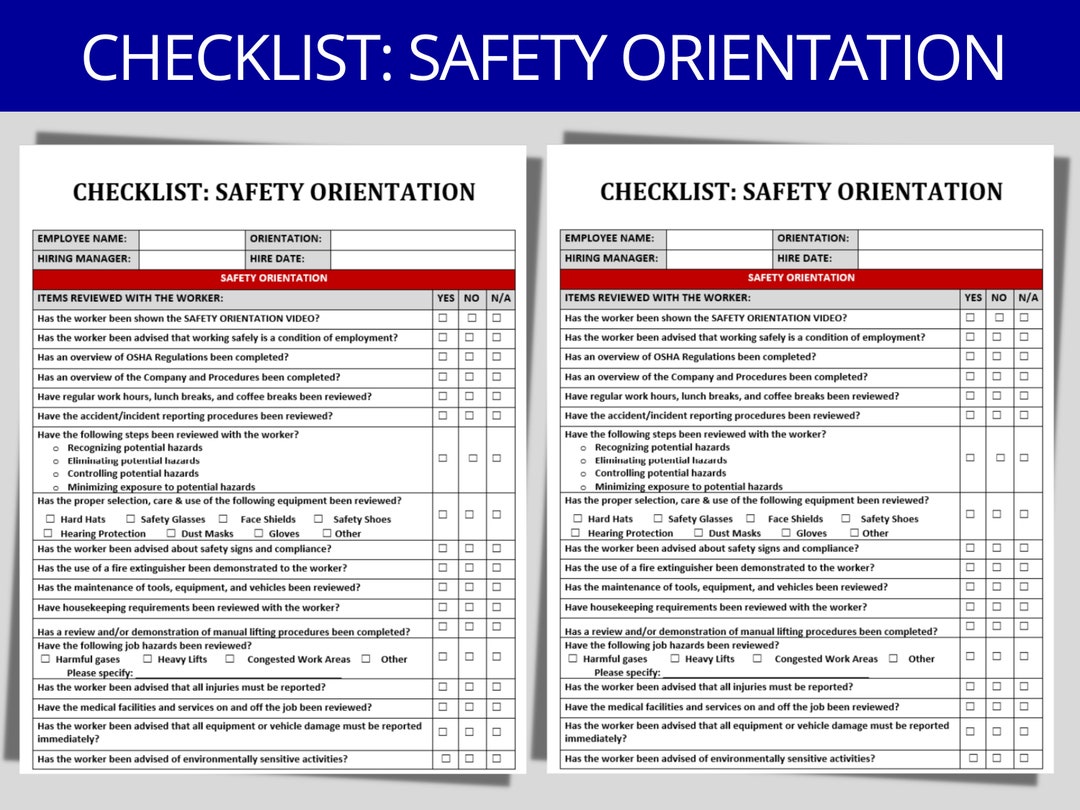 Complete Safety Onboarding Checklist: HR New Hire Template Editable MS ...