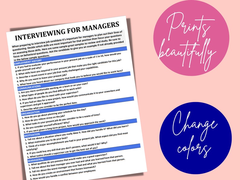 Interviewing for Managers Editable Word Interviewing Form - Etsy