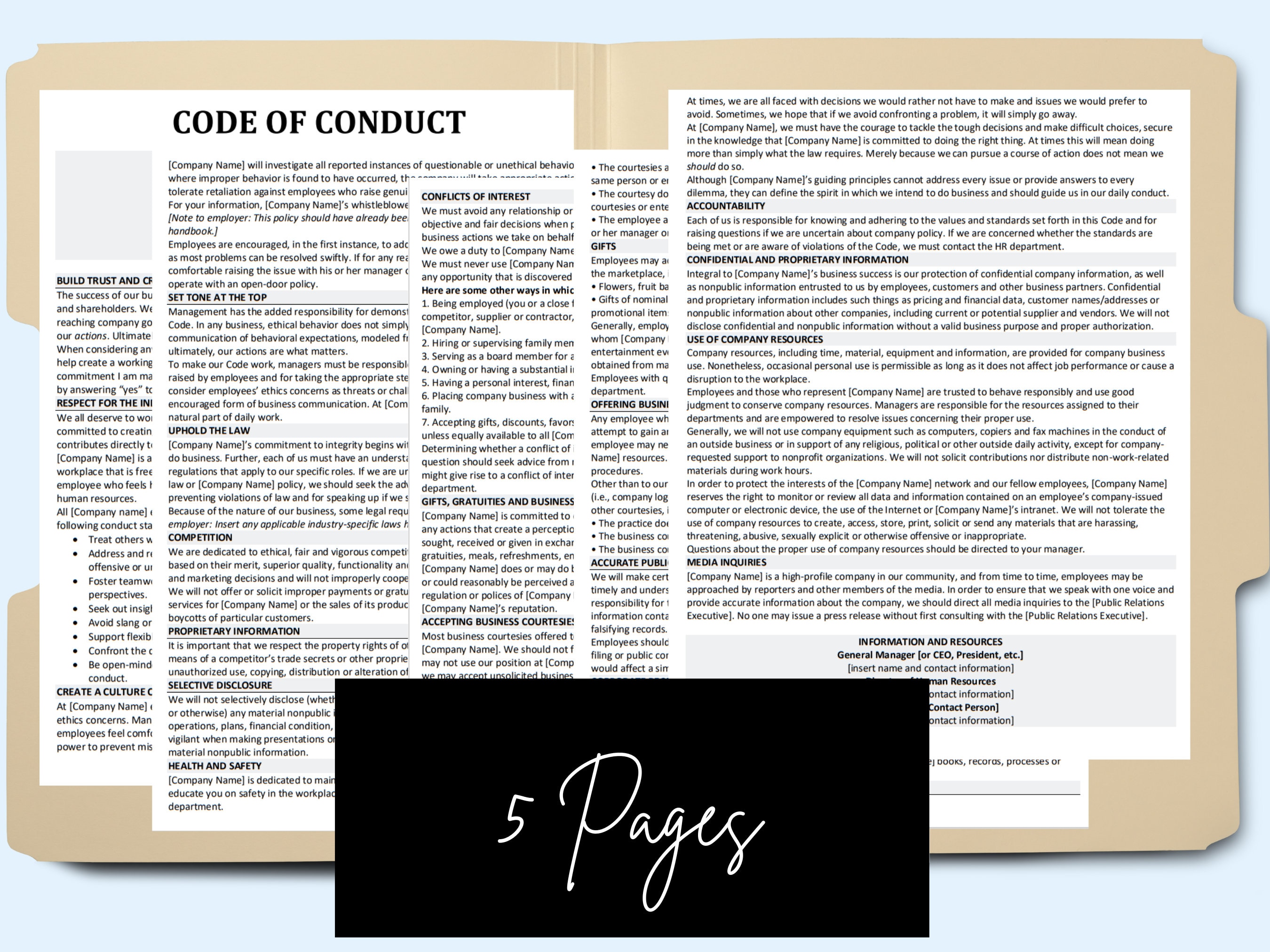 Employee Code of Conduct Policy HR Business Procedures Template - Etsy
