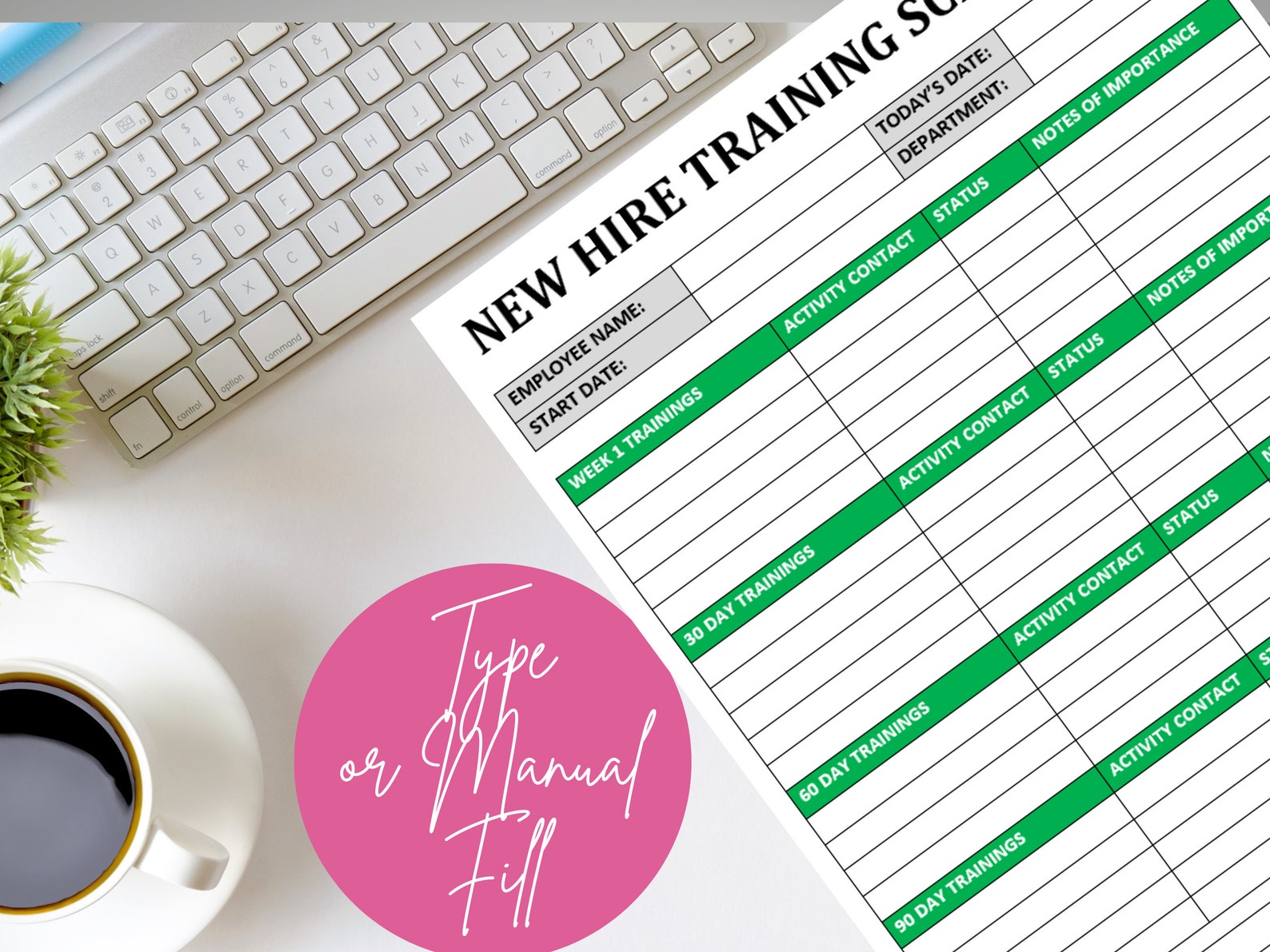 Simple New Hire Training Schedule: Editable Word Template | 90-day Plan ...