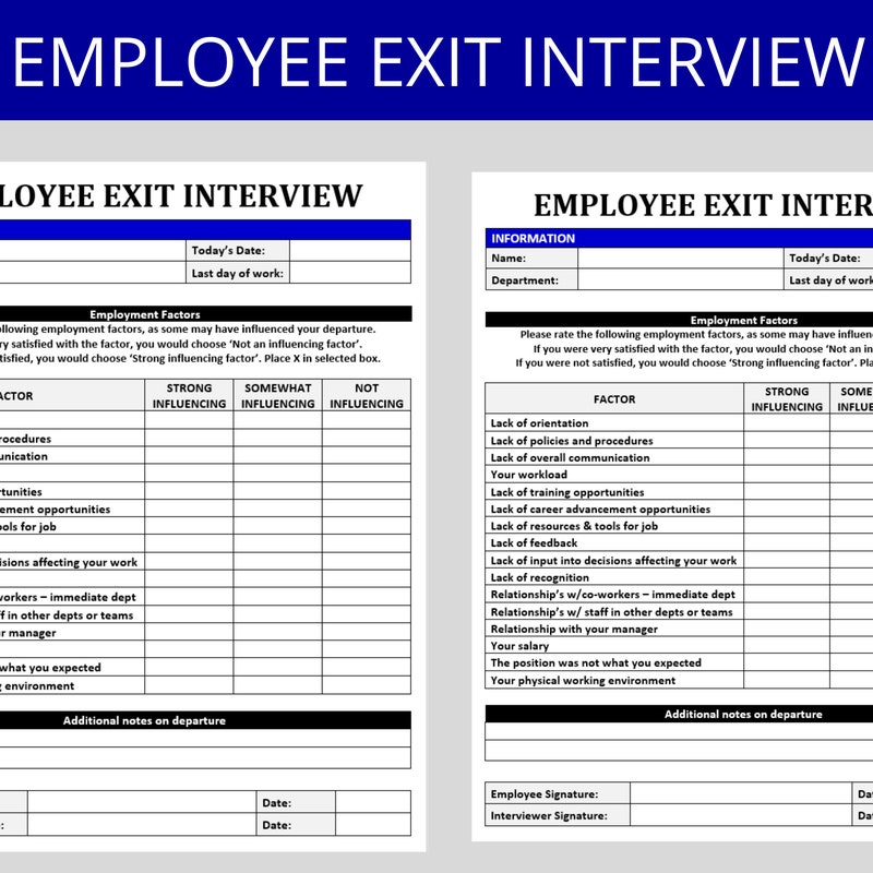 Exit Interview Template - Etsy