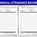 Employee Attendance Annual Record Absence Tracker Yearly Absences ...
