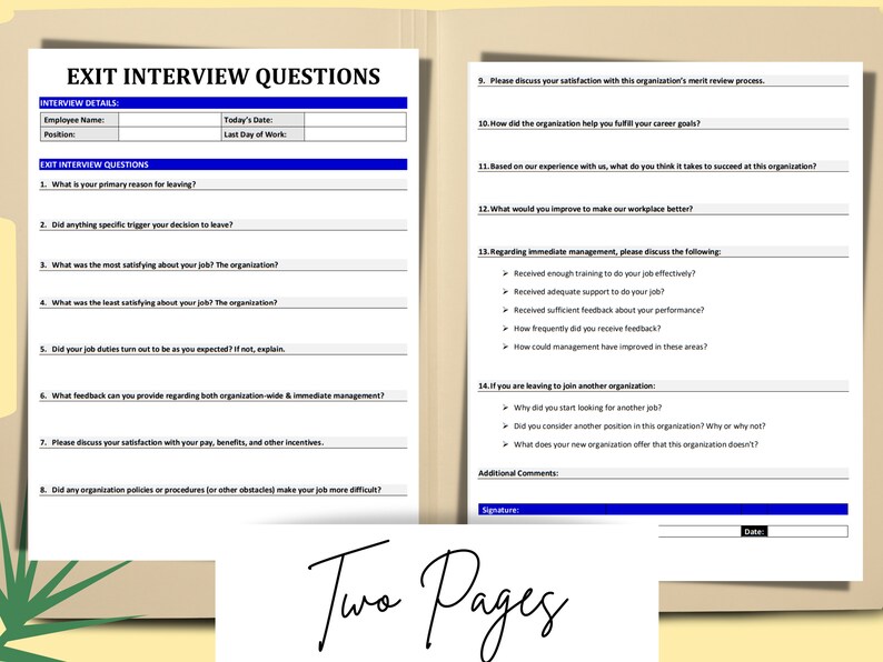 Exit Interview Questions Template: Streamline Offboarding With Editable HR Form - Etsy