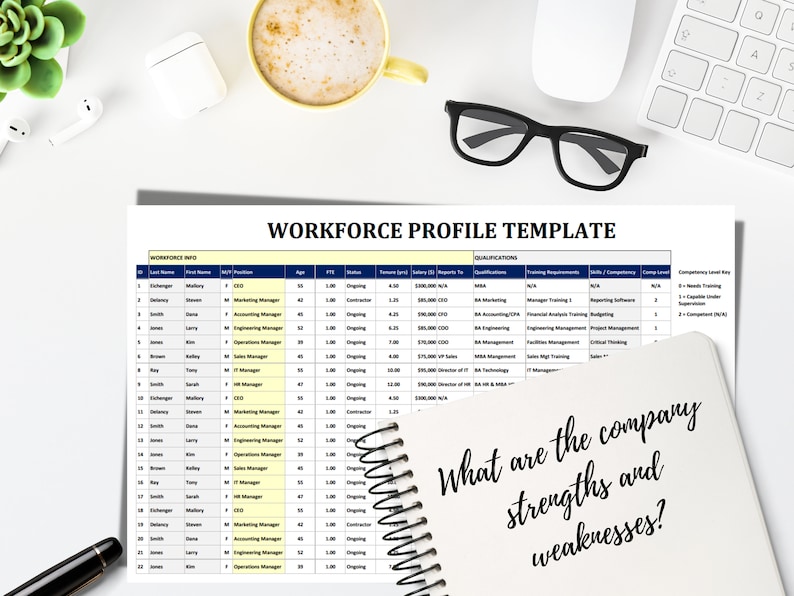 Workforce Profile Template: Excel HR Spreadsheet for Talent Gap ...