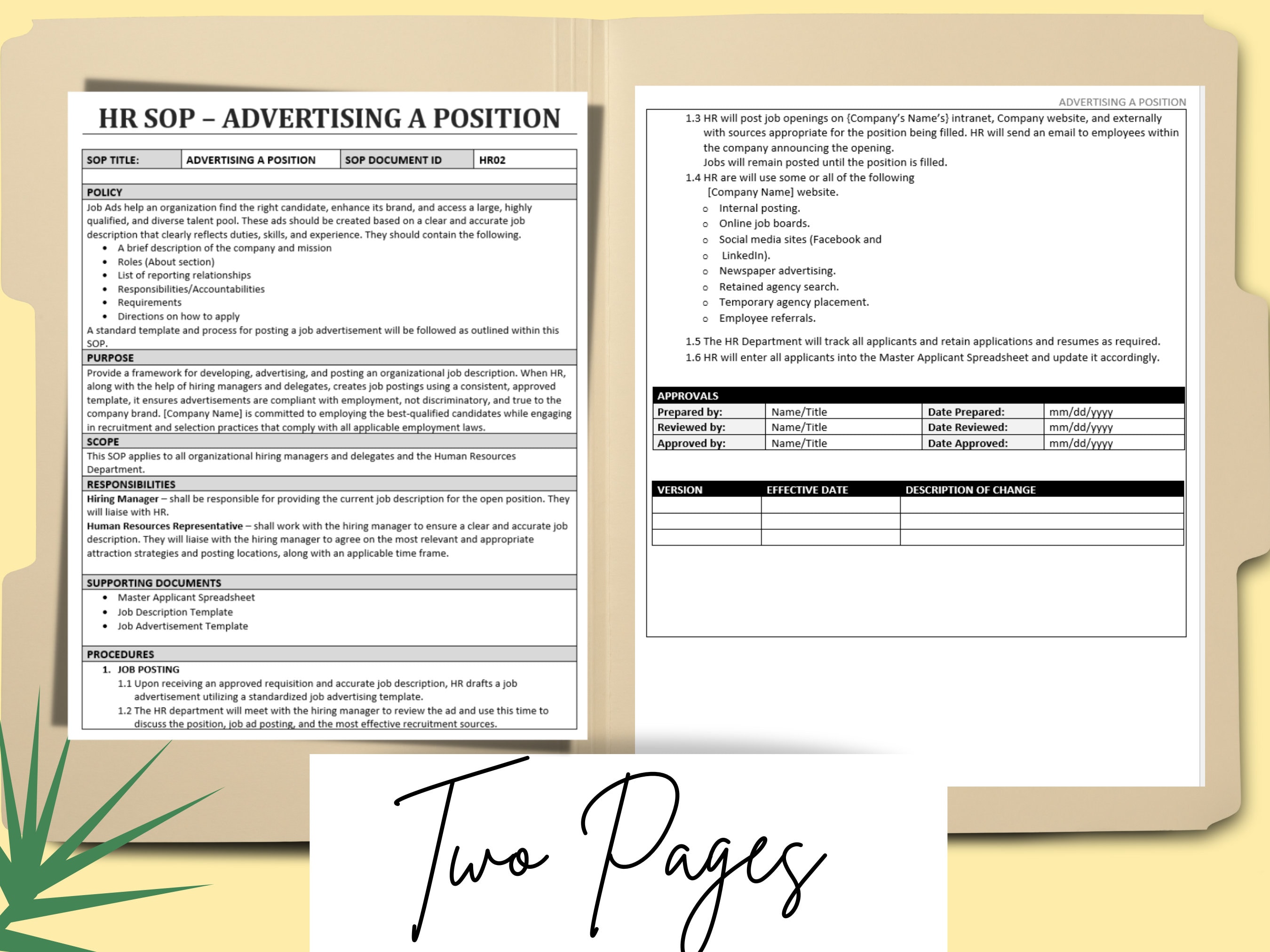 HR SOP: Job Advertisement Policy & Procedures (digital Download) - Etsy