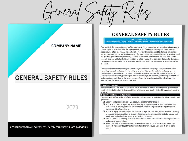 Employee Safety Policy Template Editable Word Form Human - Etsy