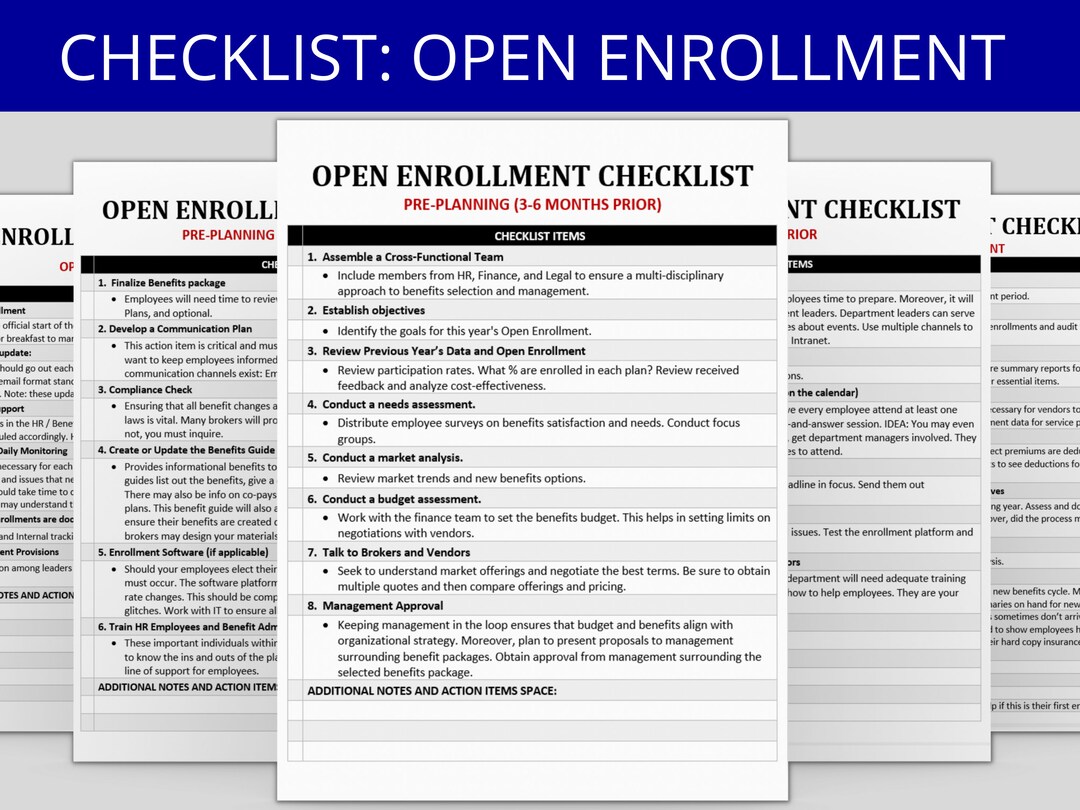 Open Enrollment Checklist Employee Benefits HR Templates Human Resource ...