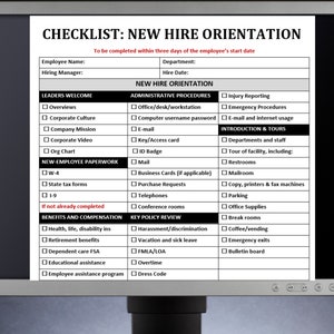 New Hire Orientation Checklist: Employee Onboarding HR Form (MS Word ...