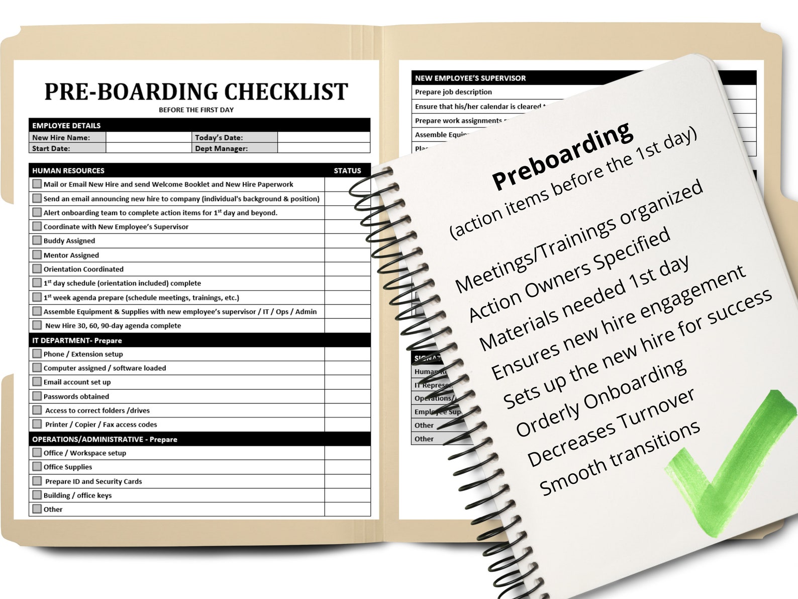 New Hire Pre-boarding Checklist: HR Onboarding Template (digital ...