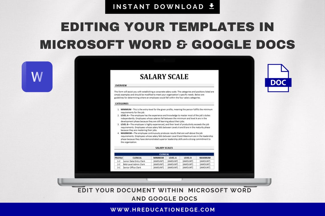 Customizable Salary Scale Template: HR Compensation Management (word ...