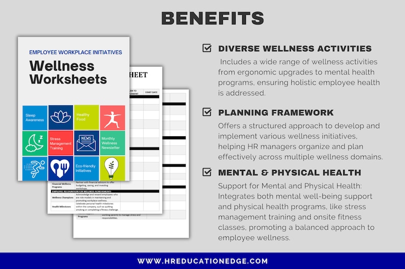 Employee Wellness Initiatives Worksheet: HR Total Rewards (digital ...