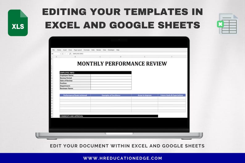 Performance Review Template Monthly Employee Feedback, Goals Appraisal ...