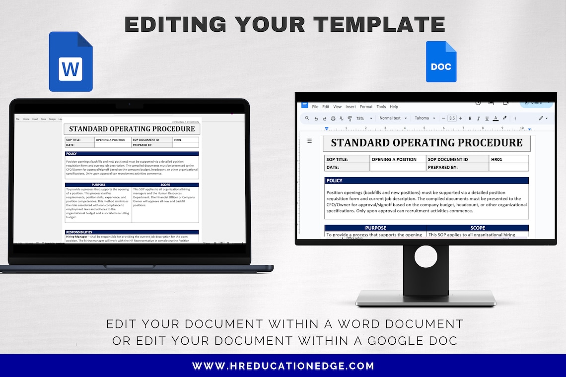 SOP Template: Standard Operating Procedure for HR (digital Download) - Etsy