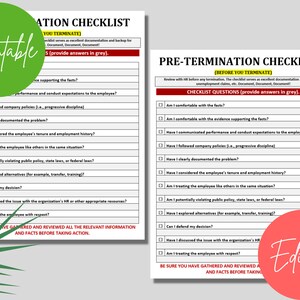 Manager's Pre-termination Review Checklist: Employee Exit Documentation ...