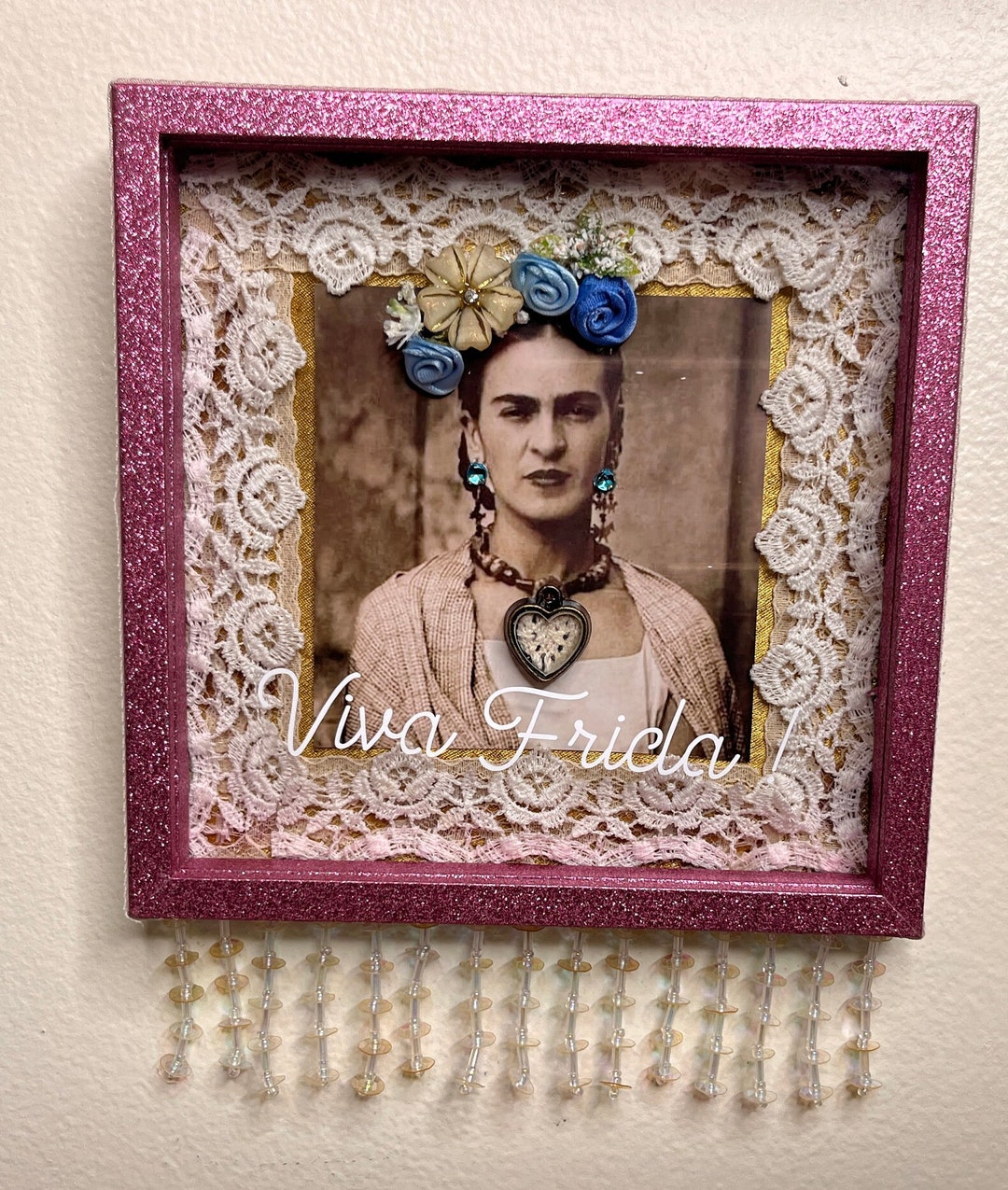 Frida Kahlo Shadow Box Frida Photo Frida Pink Frida - Etsy