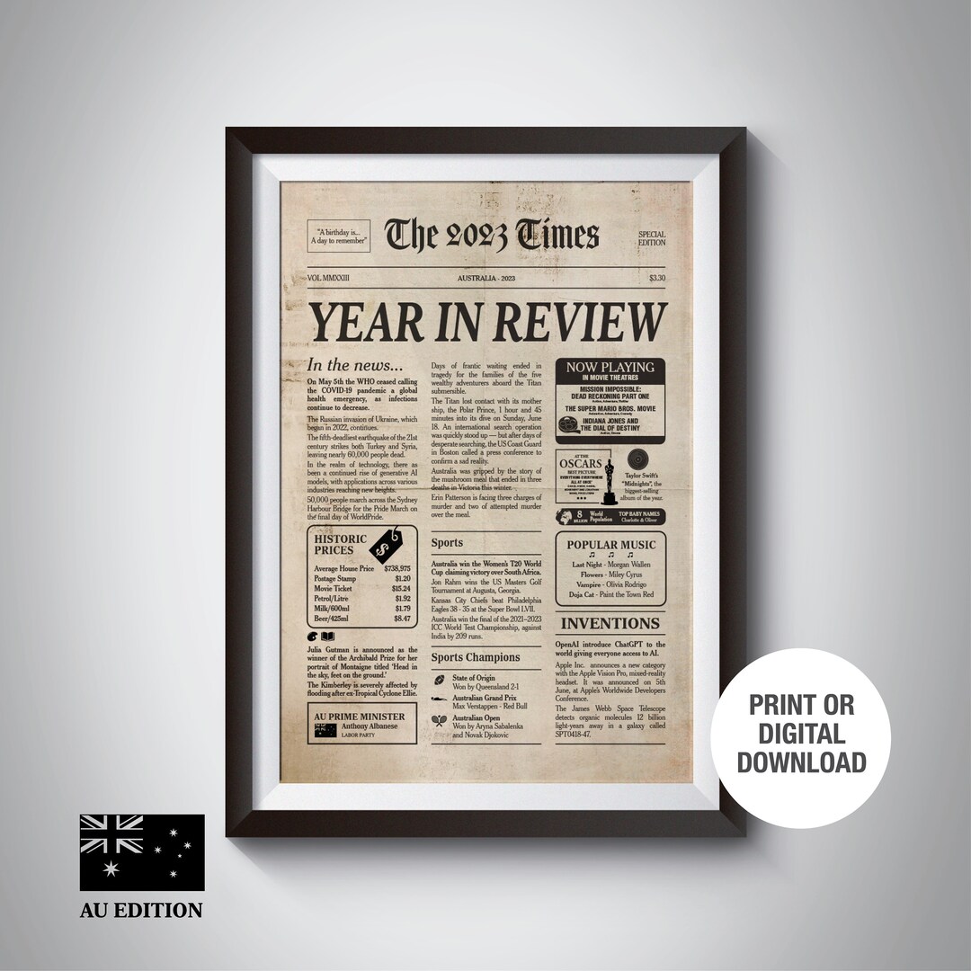 PRINTED NEWSPAPER 2023 - (australia) the Year You Were Born - Newspaper ...