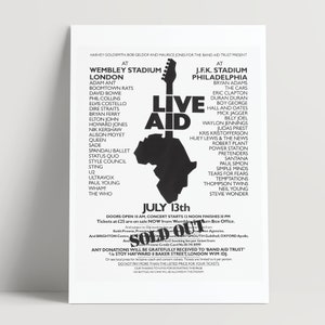 Vintage LIVE AID Concert Poster 1985 Digital Download - Etsy