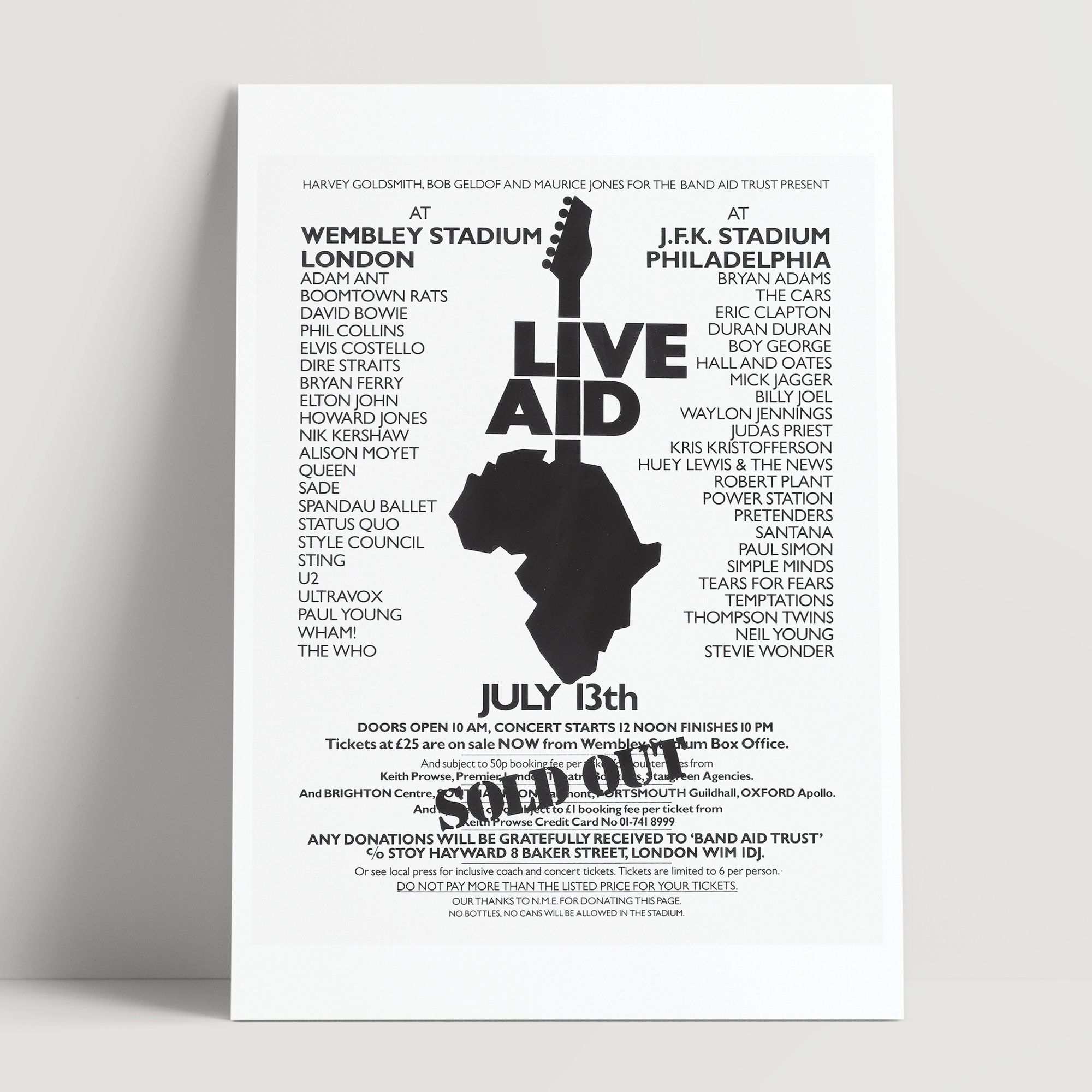 Vintage LIVE AID Concert Poster 1985 Digital Download Printable - Etsy