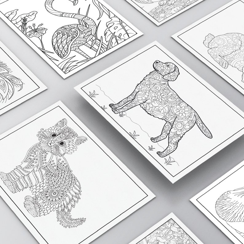 25 X Animal Colouring in Sheets - Printable - Anti-stress Therapy or ...