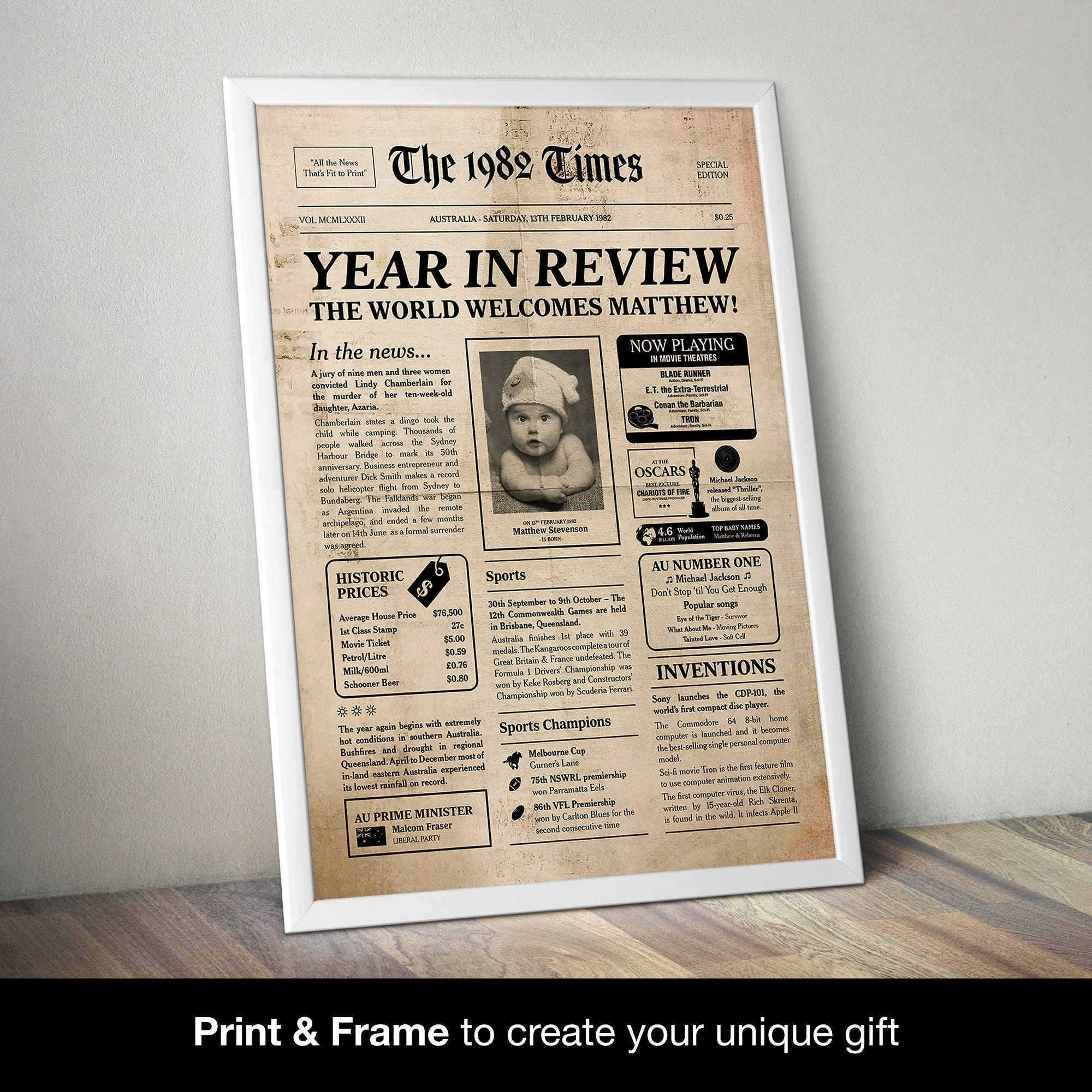 PERSONALISED Newspaper australia, UK or US Versions the Year You Were ...